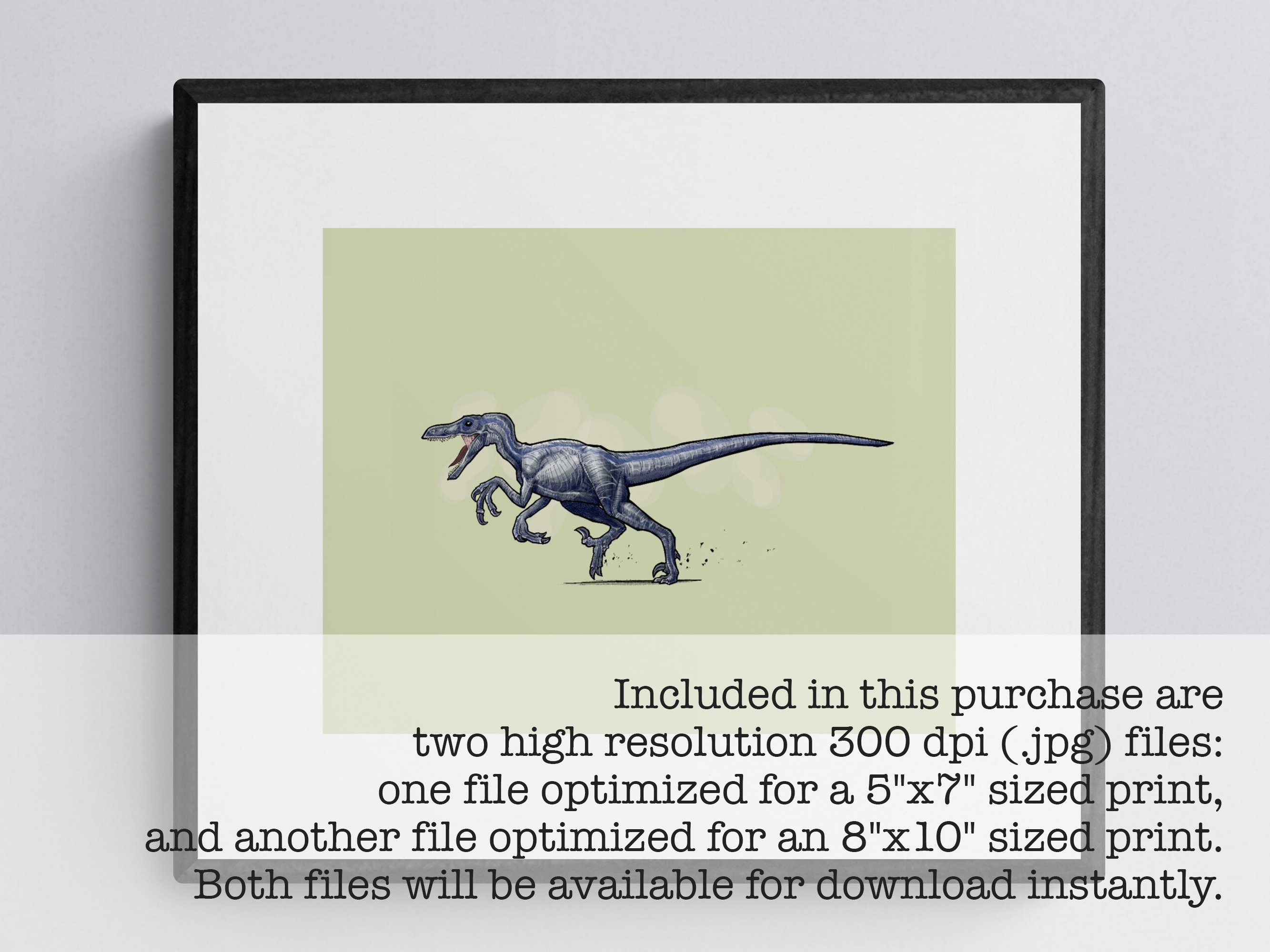 VELOCIRAPTOR Dinosaur Print, Printable Art Print, Digital Art Print ...
