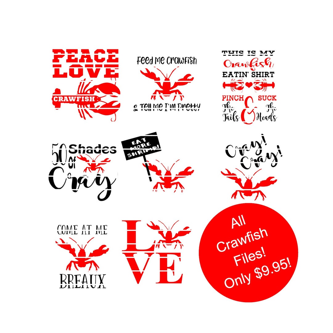 Crawfish Digital Cut File Bundle - Etsy
