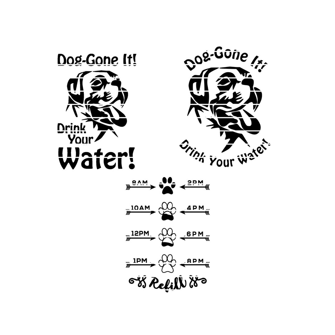 Dog Gone It Drink Your Water Boxer Dog Water Tracker Bottle Decal Cut ...