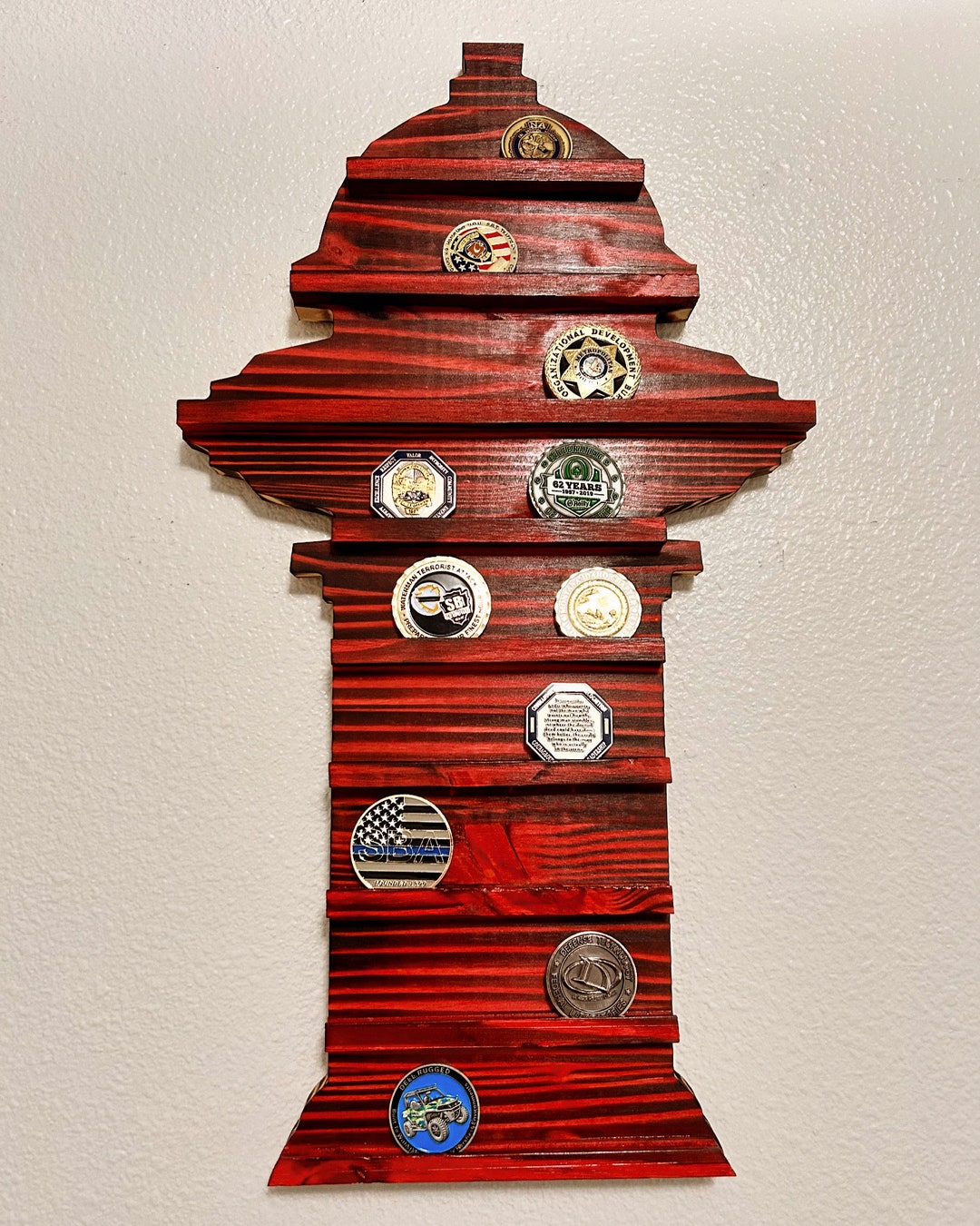 Firefighter Challenge Coin Display, Fire Hydrant, Gift for Firefighters ...