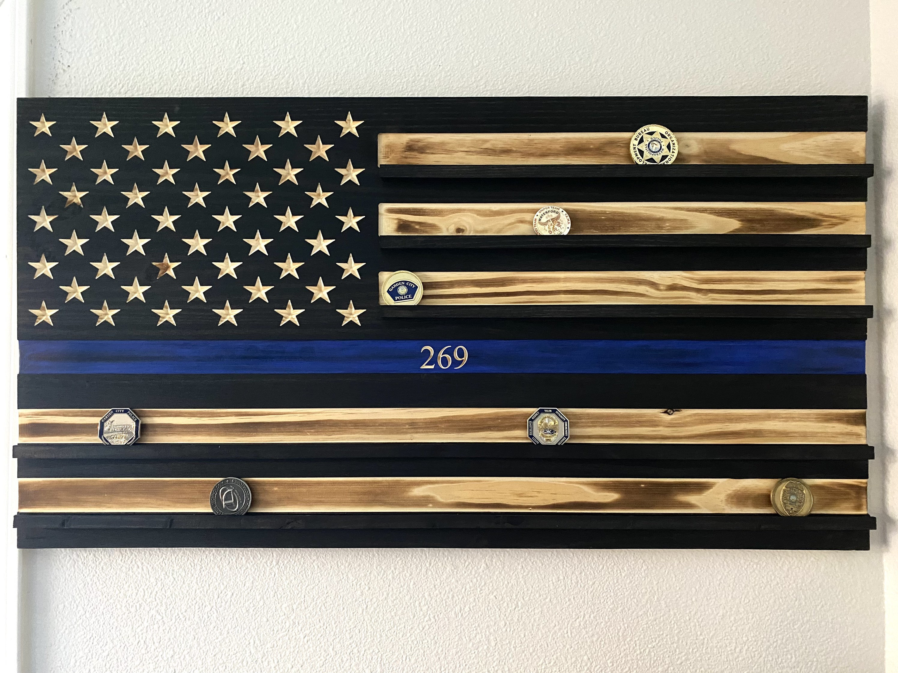 Blue Line Challenge Coin Display Flag Retirement Gift for - Etsy