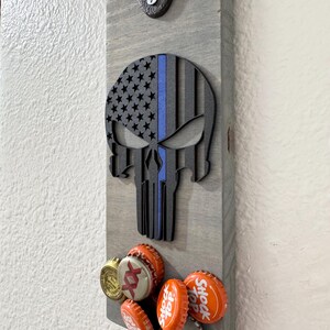 Blue Line Skull, Red Line Skull Wall Bottle Opener, Gift for Police ...