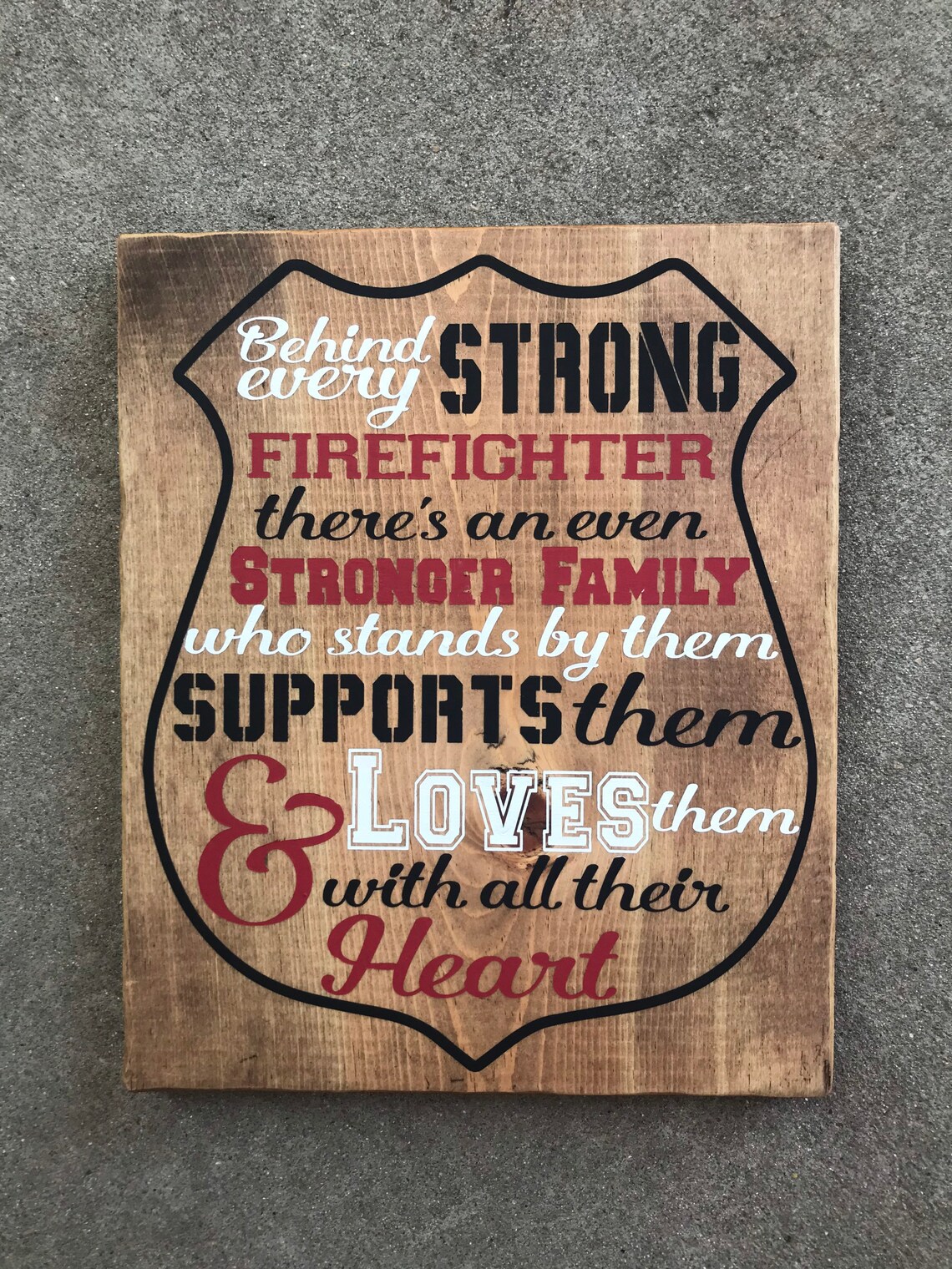 Red line rustic sign Firefighter family sign Firefighter | Etsy