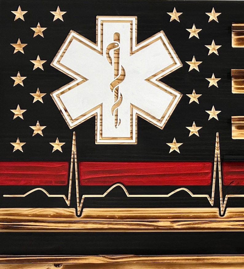Engraved EMS Wooden Flag: Paramedic Star of Life Gift - Etsy