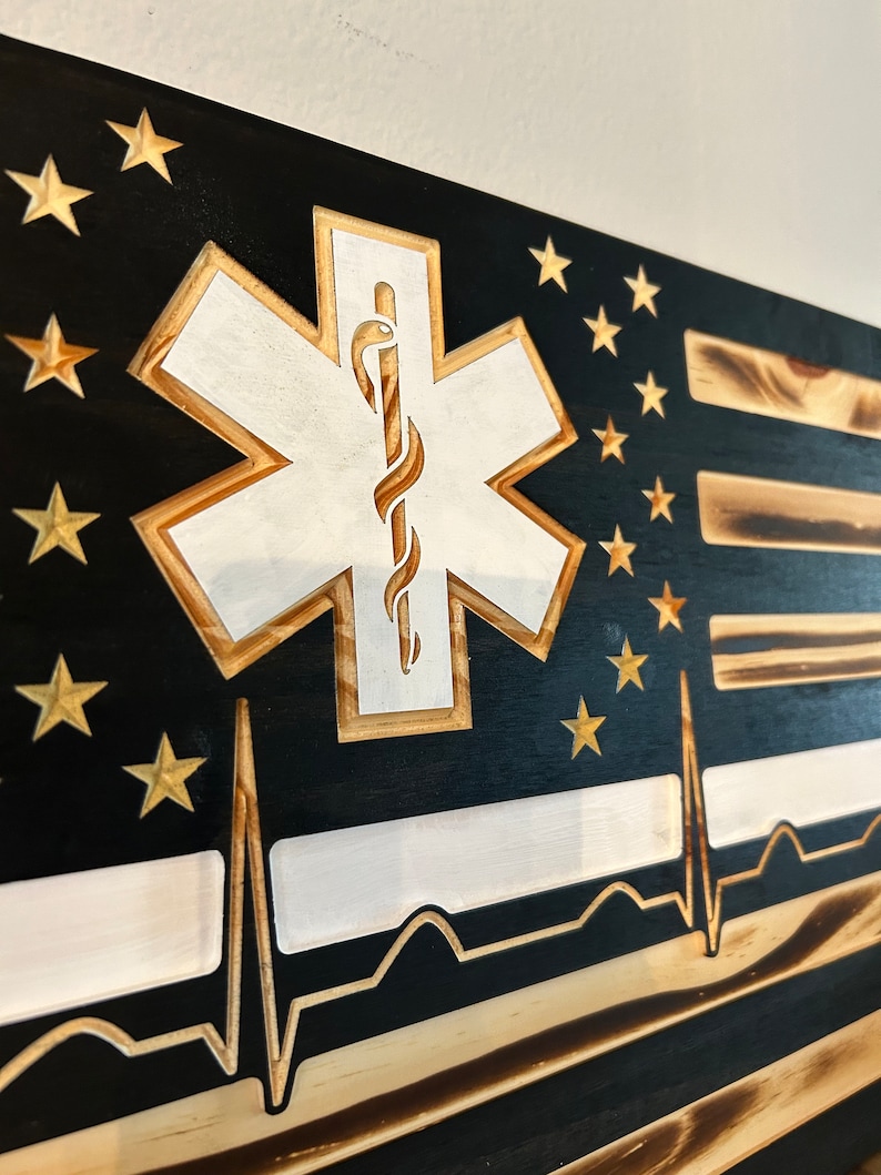 Engraved EMS Wooden Flag: Paramedic Star of Life Gift - Etsy