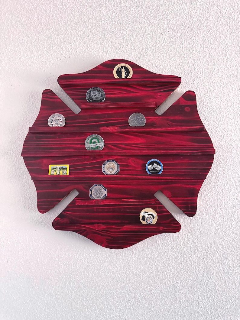 Maltese Cross Firefighter Challenge Coin Display: Thin Red Line Gift ...