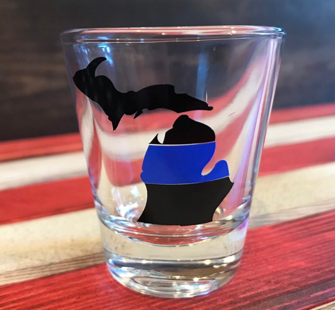 Blue Line State Shot Glass, Police Officer Gift, Law Enforcement Gift ...