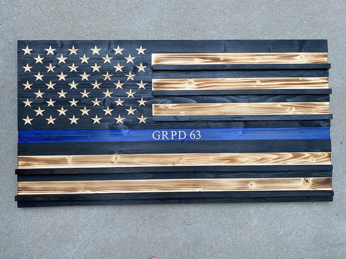 Blue Line Challenge Coin Display Flag Retirement Gift for - Etsy