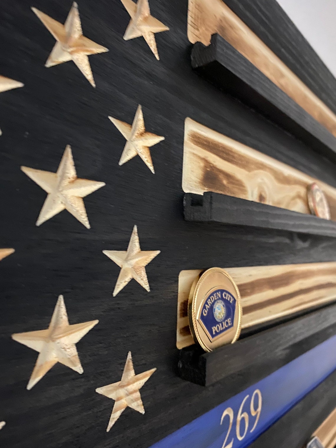 Blue Line Challenge Coin Display Flag Retirement Gift for - Etsy