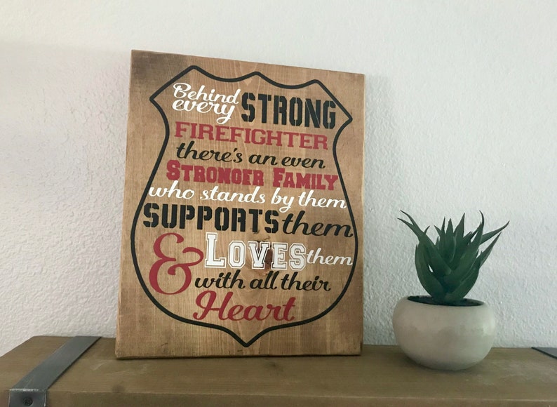 Red Line Rustic Sign Firefighter Family Sign Firefighter - Etsy