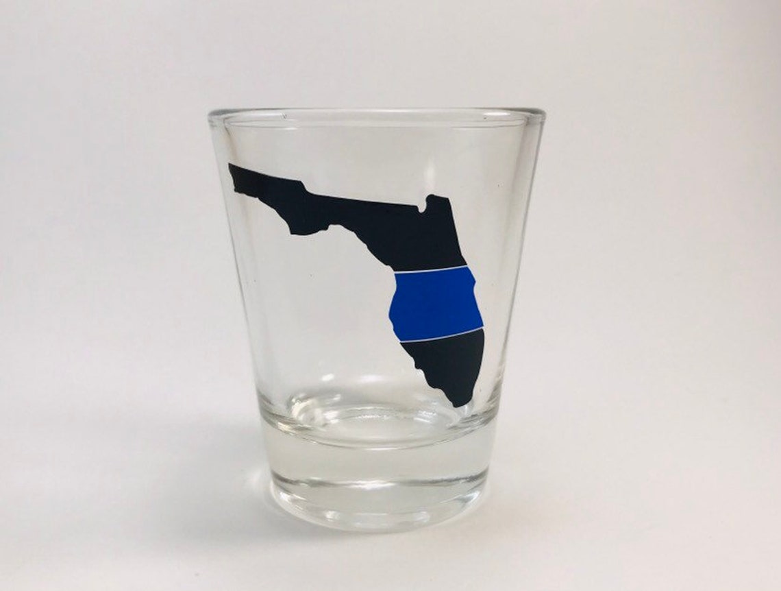 Blue Line State Shot Glass Police Officer Gift Law - Etsy