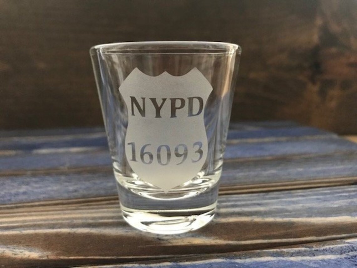 Etched Police Badge Shot Glass Custom Badge Number Shot | Etsy