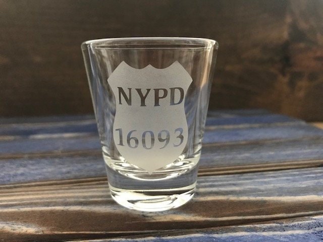 Etched Police Badge Shot Glass: Custom Number, Police Officer Gift - Etsy