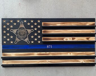 Blue Line Challenge Coin Display Flag Retirement Gift for - Etsy