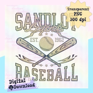 Sandlot Legends Baseball Vintage Retro Look PNG Transparent Sublimation ...