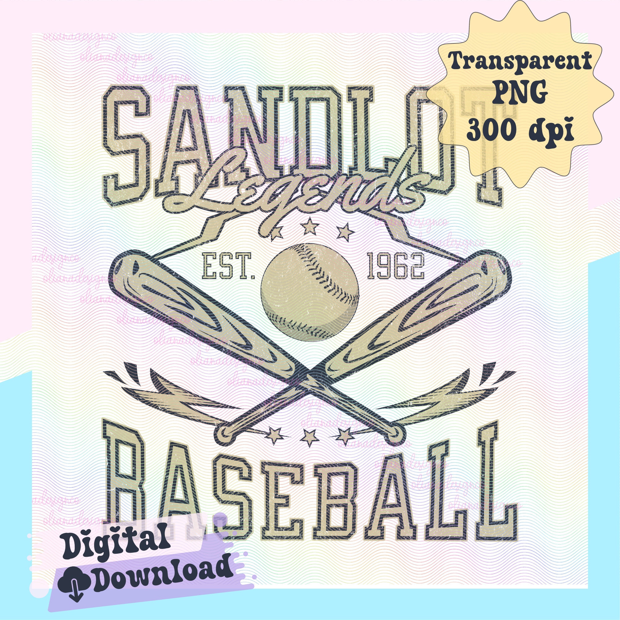 Sandlot Legends Baseball Vintage Retro Look PNG Transparent Sublimation ...