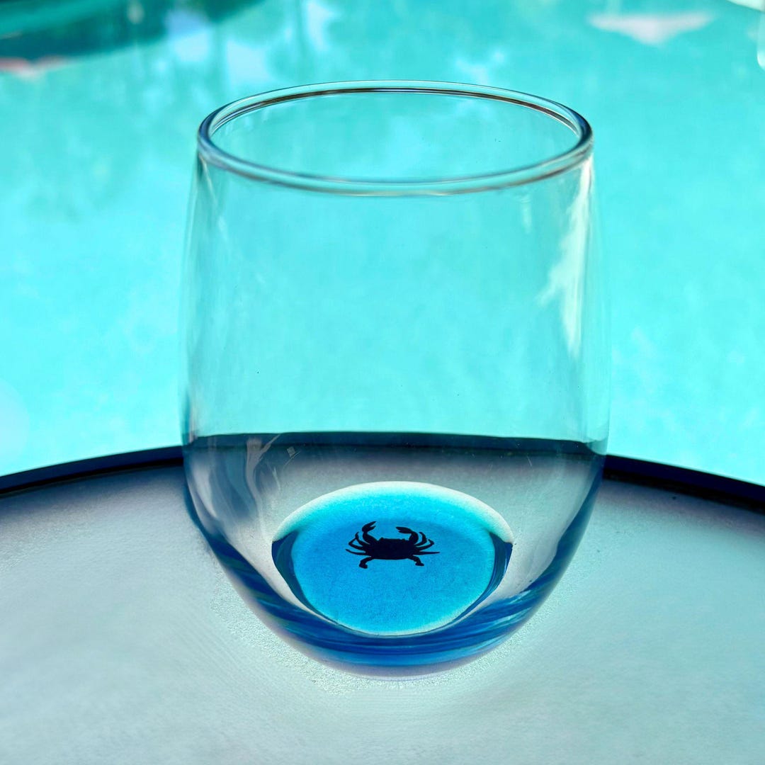 Ocean Resin Wine Glass, Beach Themed Glassware - Etsy