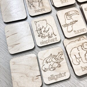 Zoo Animal Themed - Memory Game - Wood Matching Game - Make a Match ...