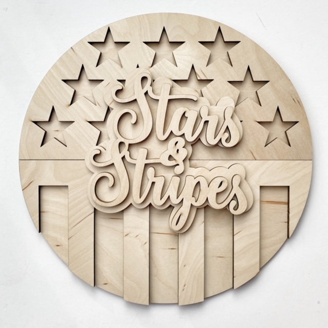 Stars & Stripes 4th of July Summer Patriotic Laser Wood DIY Project ...
