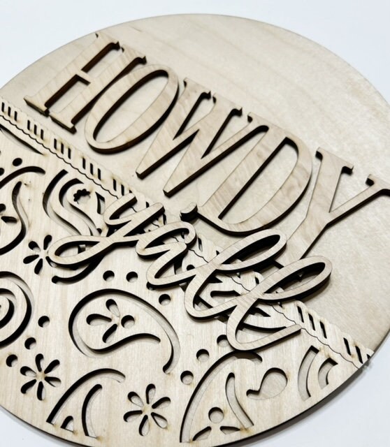 Howdy Y'all Western Handkerchief Door Hanger-laser Wood DIY Project ...
