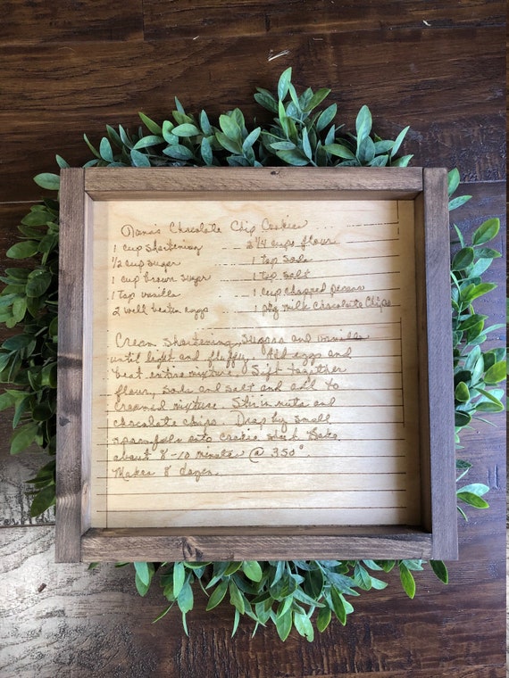 Handwriting or Recipe Custom Sign with Laser Engraving | Etsy