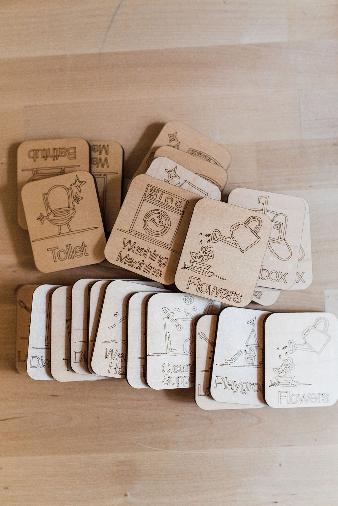 Memory Game - Wood Matching Game - Make a Match Educational Game - Wood ...