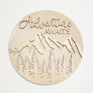 Adventure Awaits Mountains Trees Forest Climbing Vacation Door Hanger ...