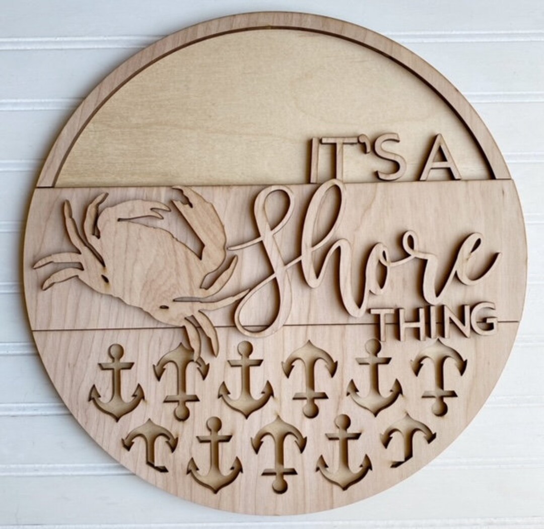 It's A Shore Thing Beach Anchor Crab Round Laser Wood DIY Project-multi ...