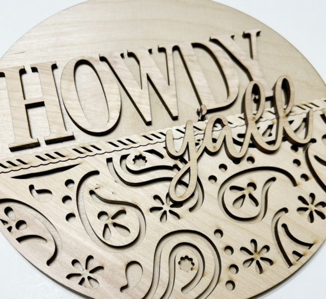 Howdy Y'all Western Handkerchief Door Hanger-laser Wood DIY Project ...