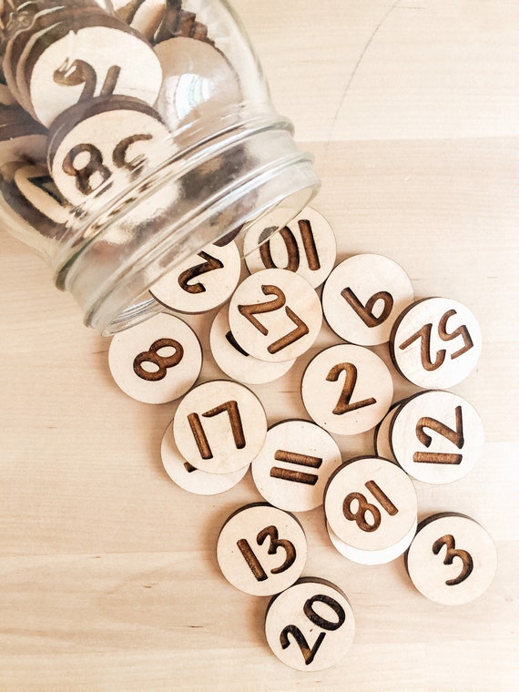 Wood Number Coins Math Manipulatives Educational Game | Etsy