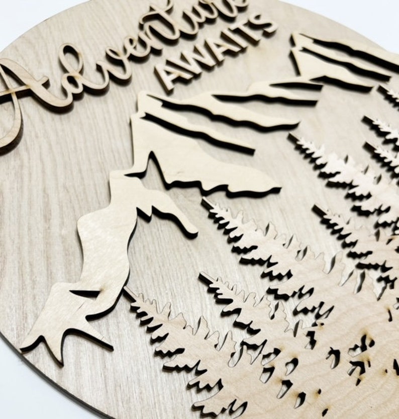 Adventure Awaits Mountains Trees Forest Climbing Vacation Door Hanger ...