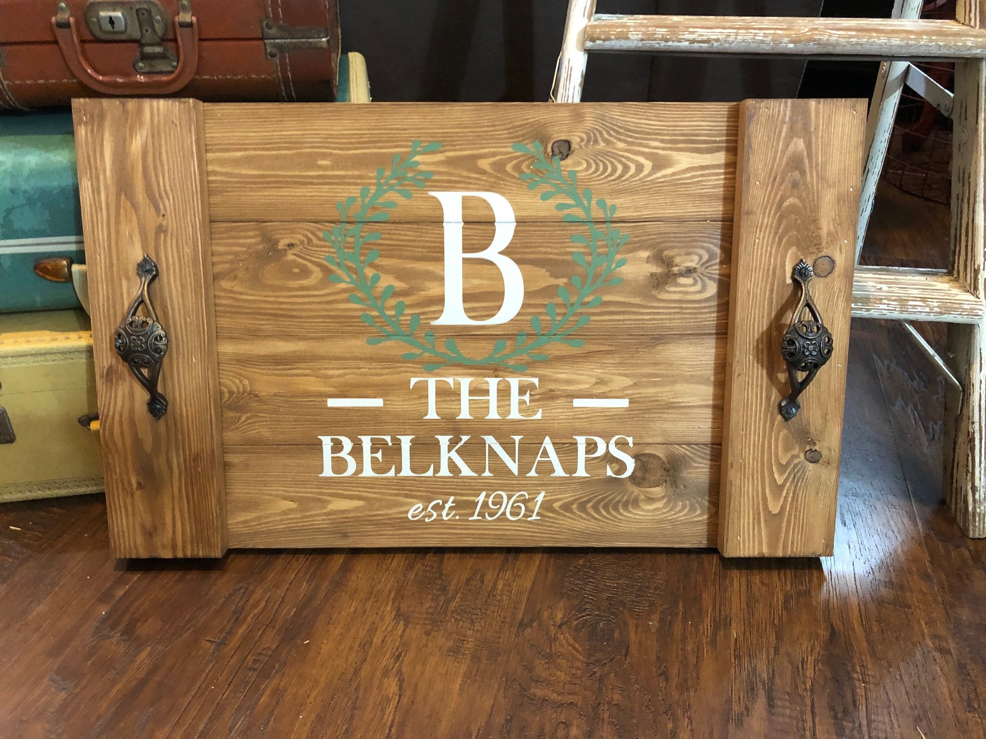 Family Name Monogram Estabilshed Date Laurel ONE TIME USE | Etsy