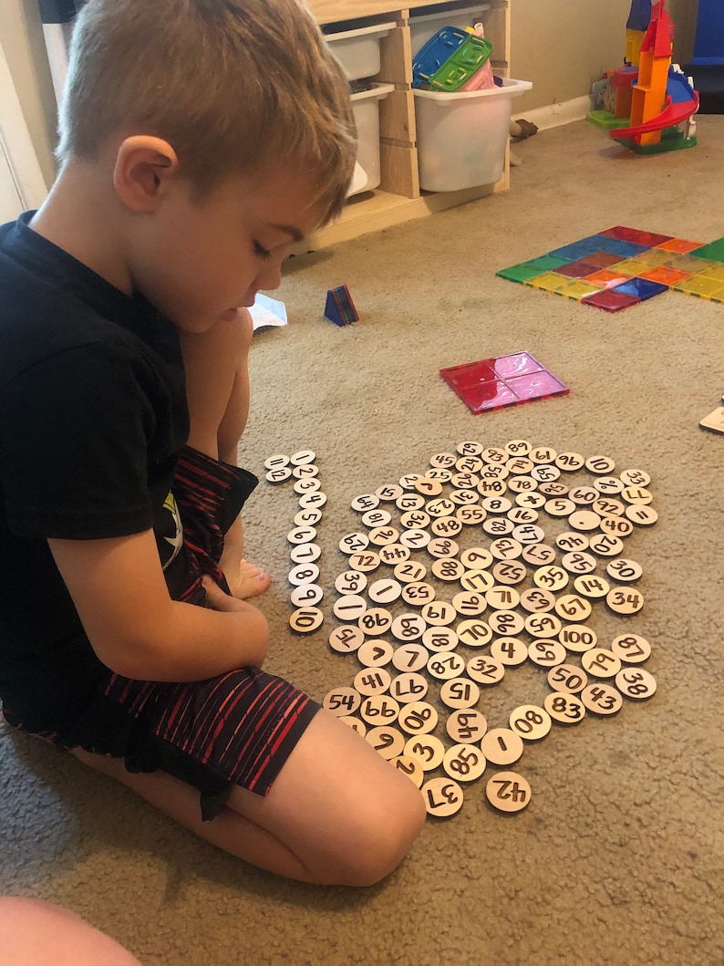 Wood Number Coins - Math Manipulatives - Educational Game - Montessori ...