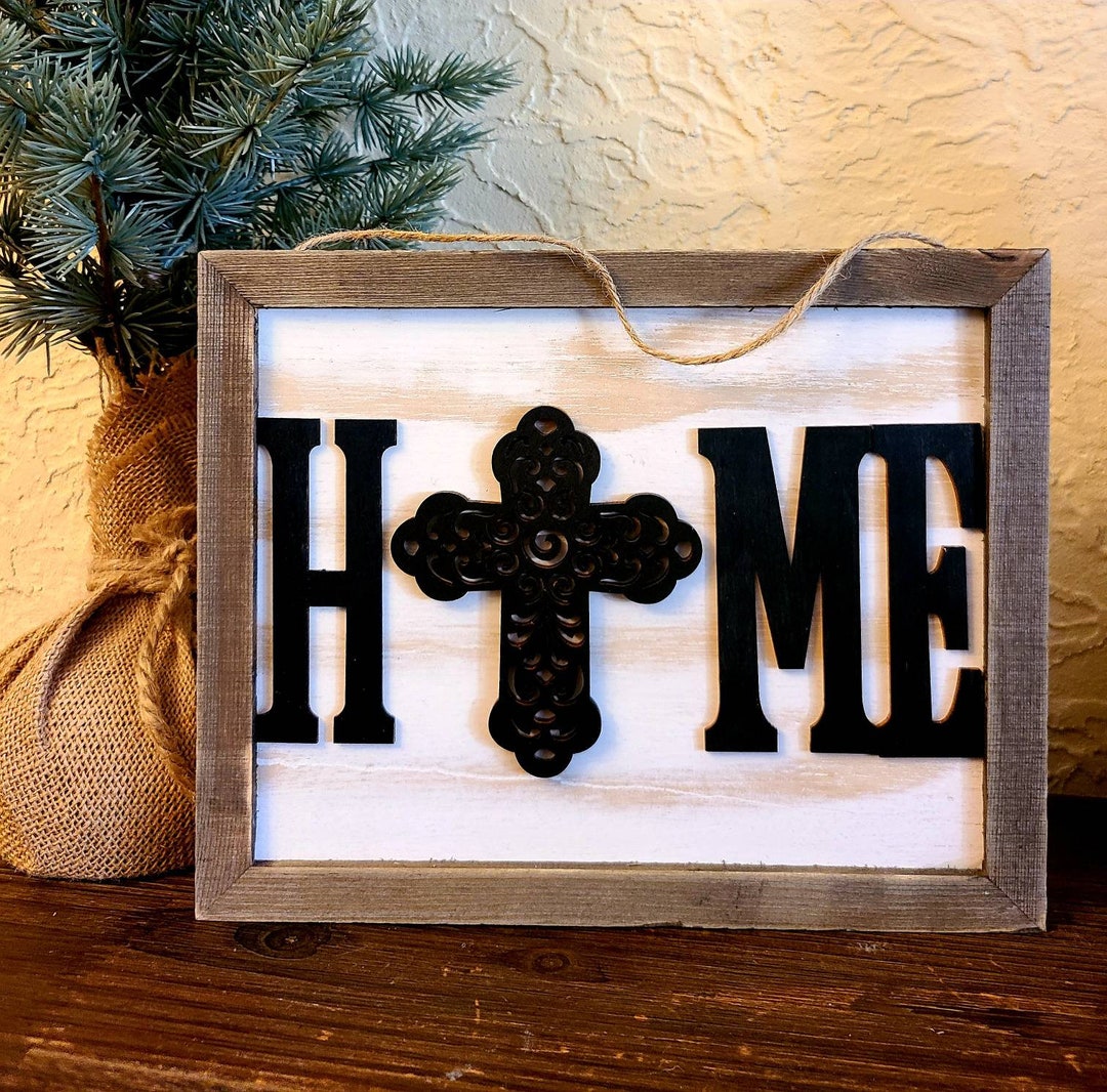 Wooden Cross Home Sign - Etsy