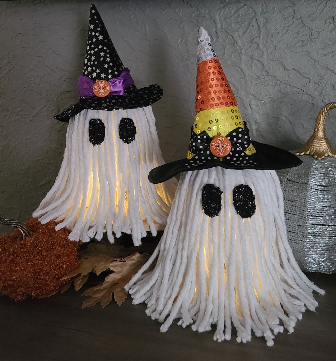 Light up Mop Ghosts Halloween Decor - Etsy