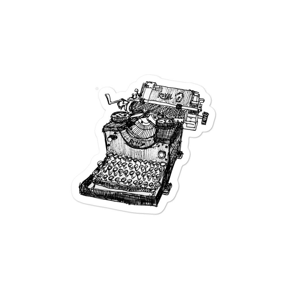 Royal Typewriter Illustrated Sticker | Etsy