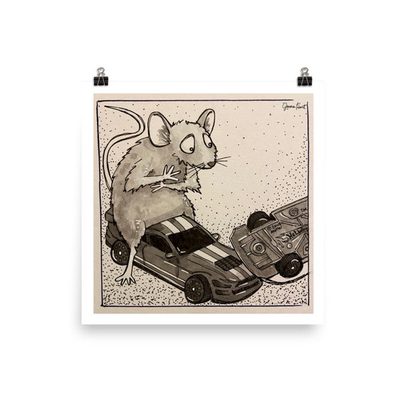 Mouse Crash Illustration Print - Etsy