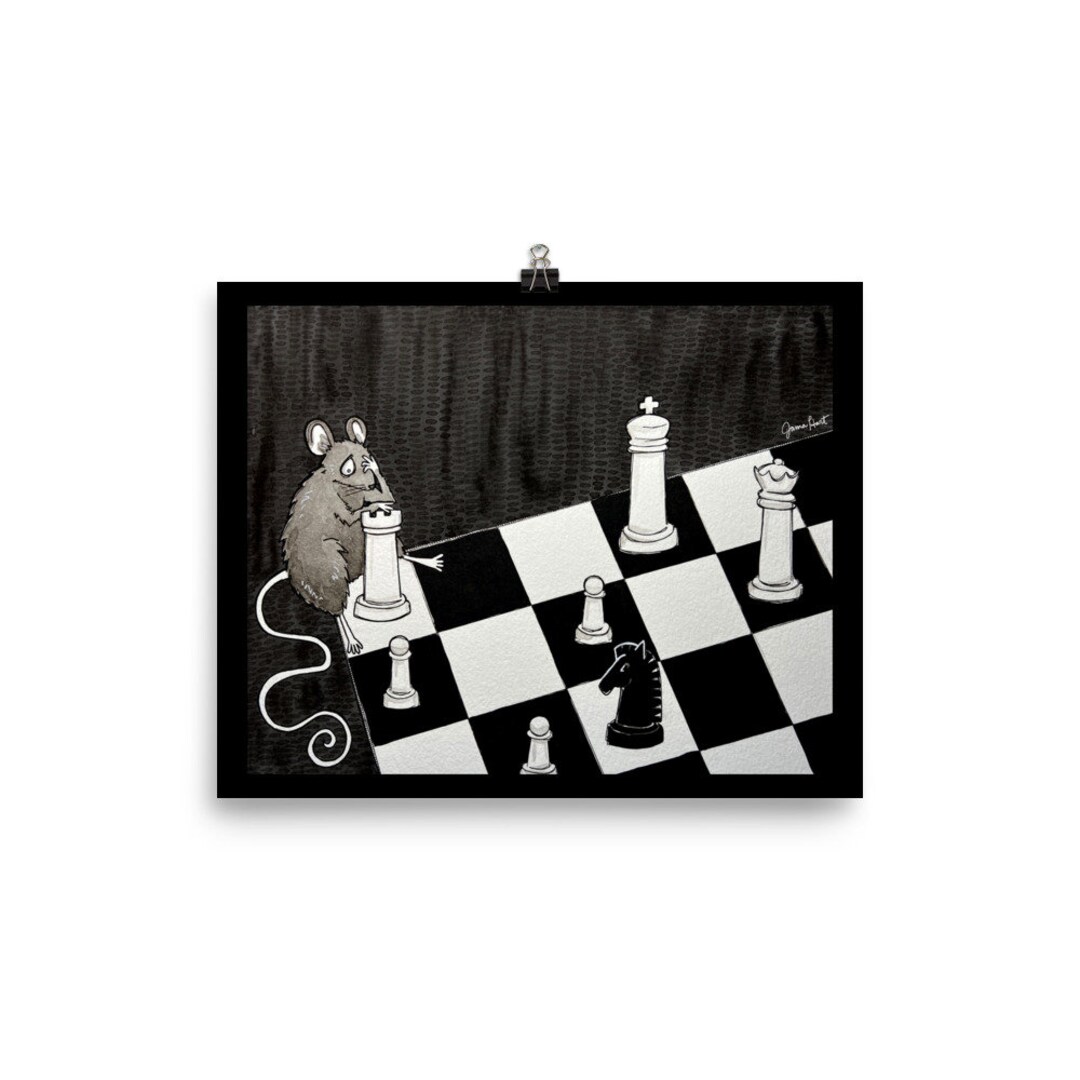 Chess Mouse - Illustration Print - Etsy