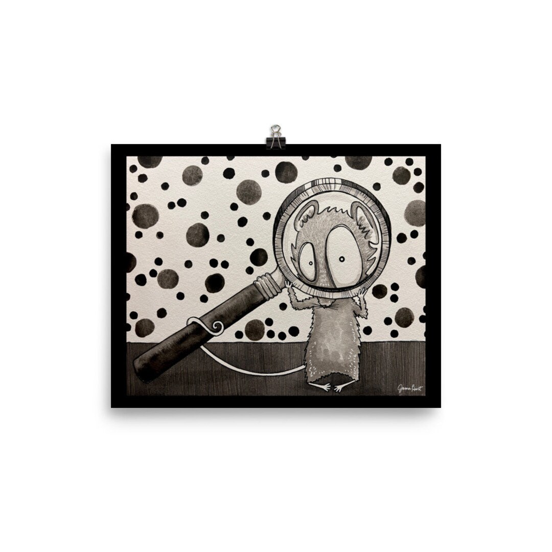 Magnified Mouse - Illustration Print - Etsy