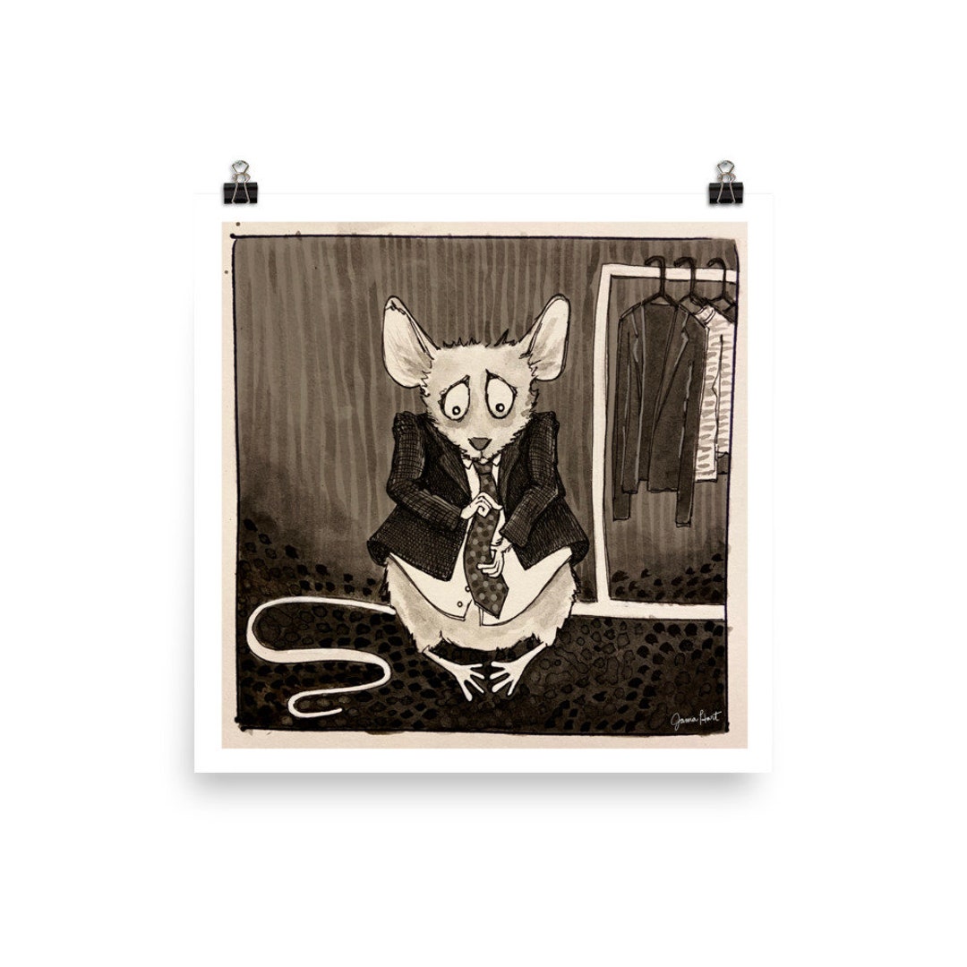 Mouse Dressing up - Illustration Print - Etsy