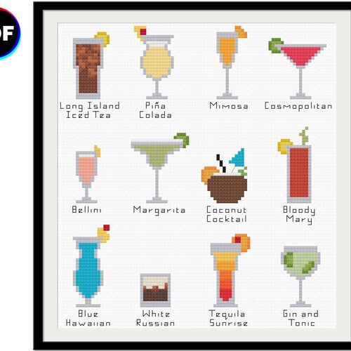 More Tiny Cocktails Cross Stitch Pattern Mini Drinks Mai - Etsy