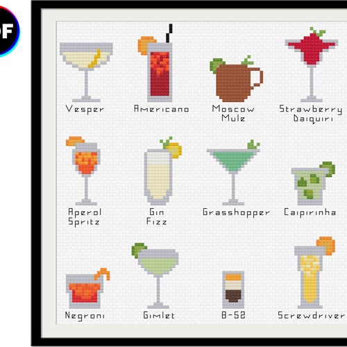 More Tiny Cocktails Cross Stitch Pattern Mini Drinks Mai - Etsy