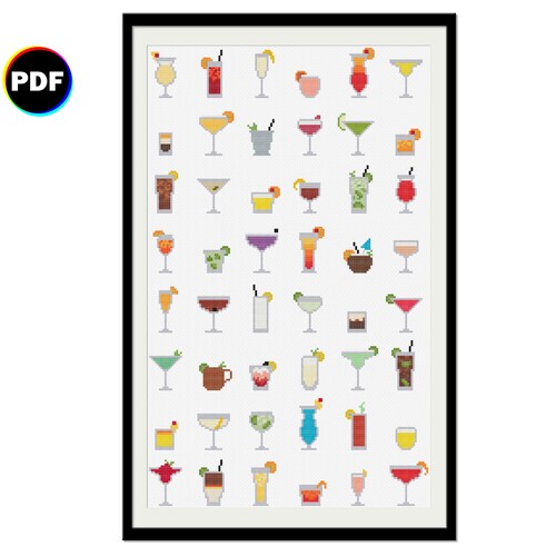 Tiny Cocktails Cross Stitch Pattern Mini Drinks Mimosa - Etsy