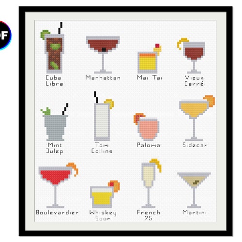 More Tiny Cocktails Cross Stitch Pattern Mini Drinks Mai - Etsy