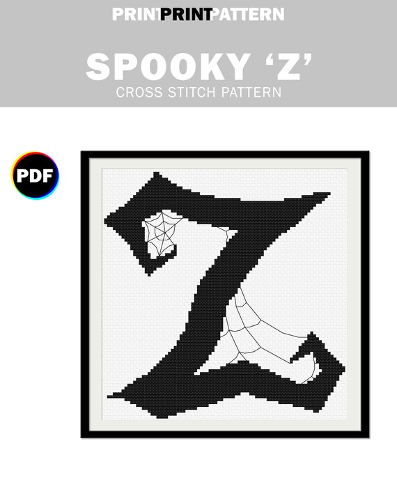 Spooky Letter Z Cross Stitch Pattern Halloween Design Z | Etsy