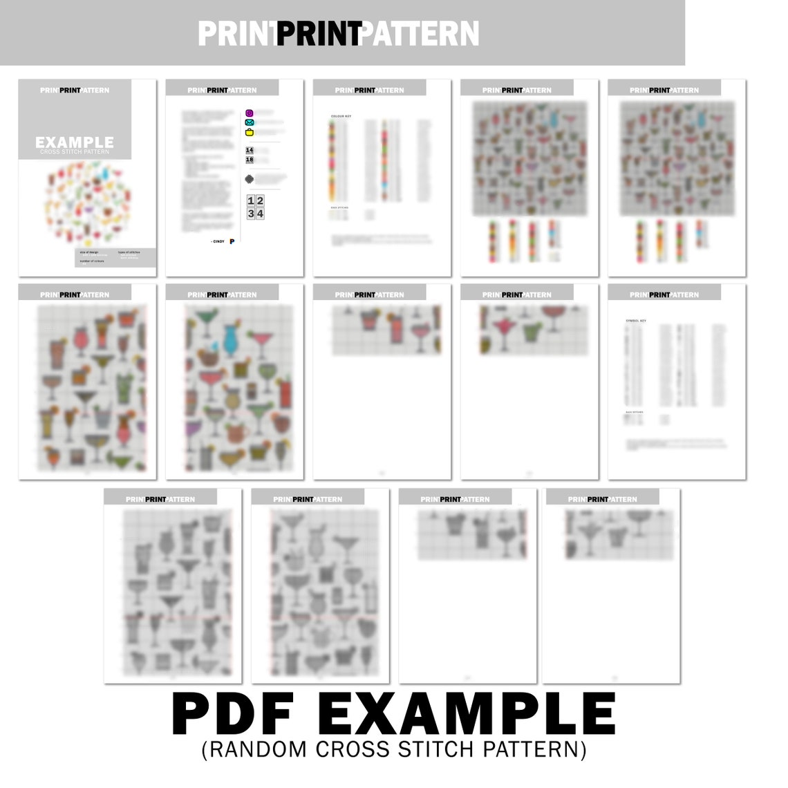 All the Tiny Cocktails Cross Stitch Pattern hoop Version | Etsy