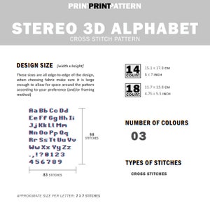 Stereo 3D Alphabet Cross Stitch Pattern - a Red and Blue Stereoscopic ...
