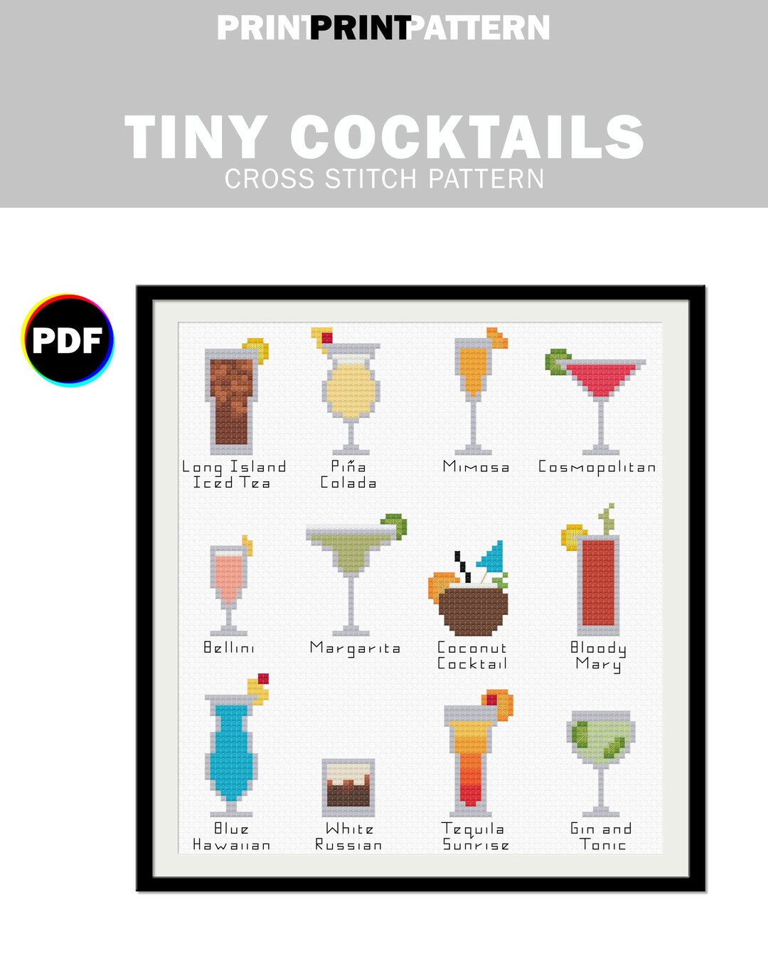 Tiny Cocktails Cross Stitch Pattern Mini Drinks Mimosa - Etsy