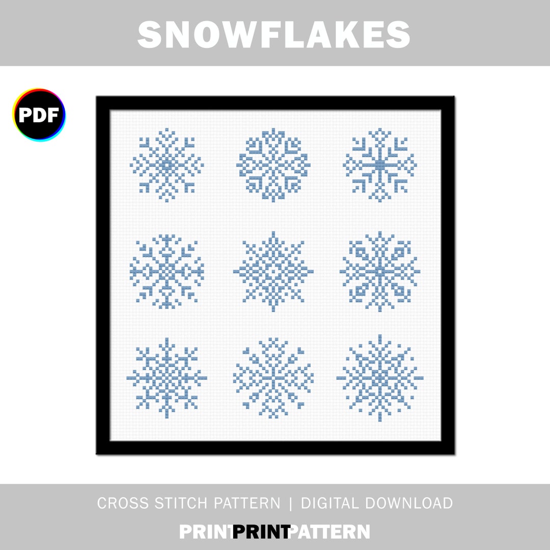 Snowflakes Cross Stitch Pattern, Christmas Ornaments, Winter Decoration ...