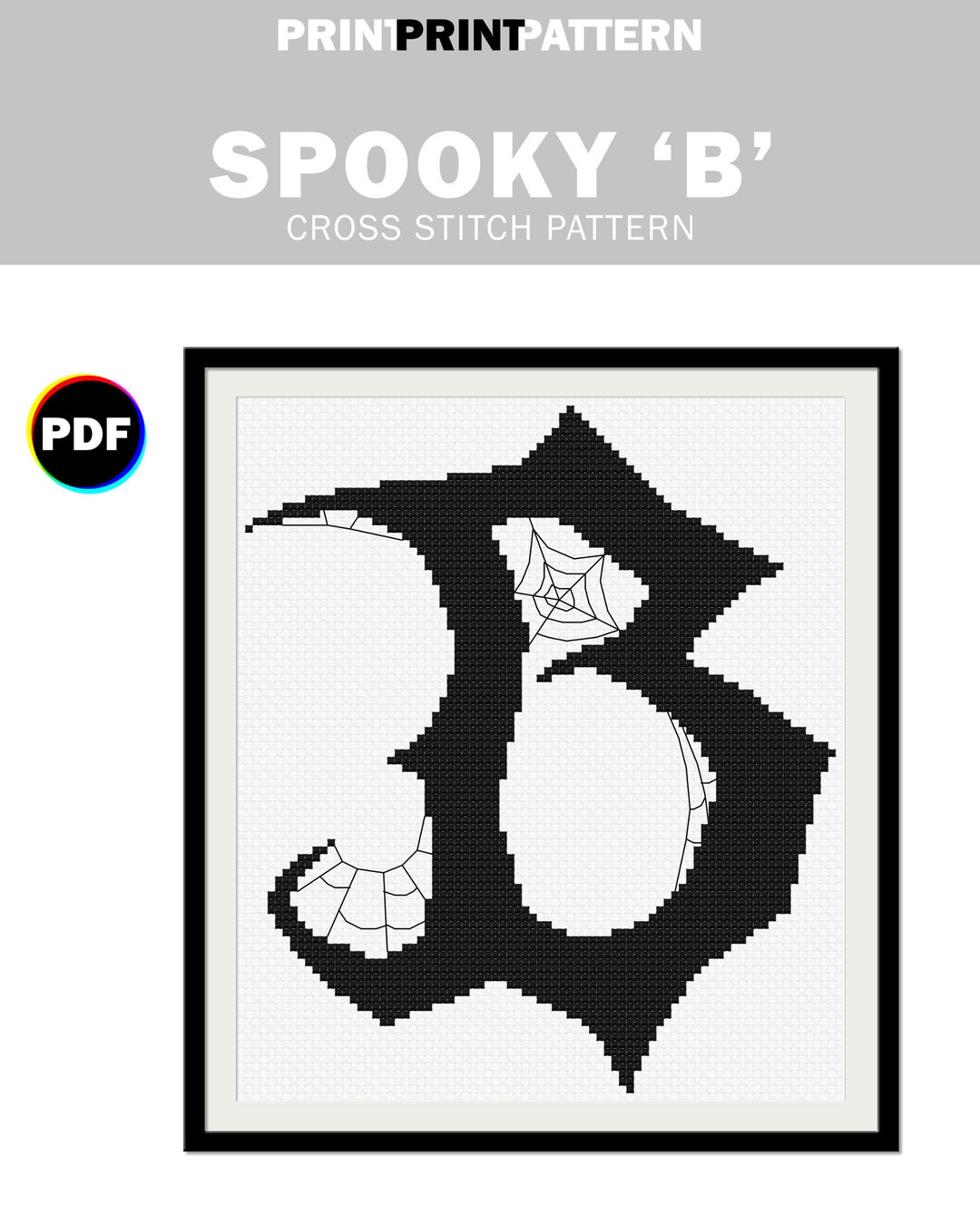 Patrón Punto de Cruz Spooky Letra B carta de Halloween - Etsy México